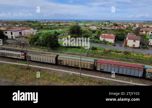 Train From a Aerial View. The Movement of the Train at High Speed ...