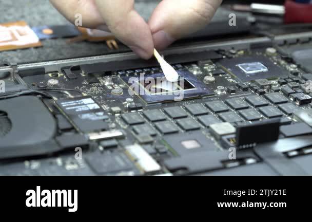 Cleaning old thermal paste from the computer CPU or GPU processor ...