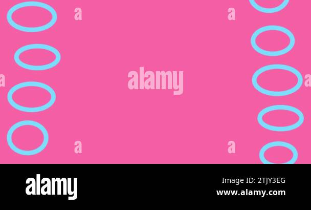 Abstract blue geometric forms on pink background with moving circles. Circle transition template ...