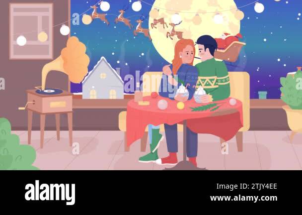 Animated xmas miracle illustration. Christmas eve. Holiday season ...