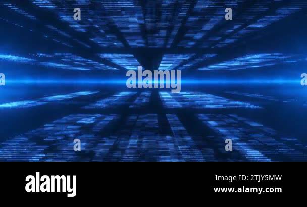 4K Digital cyberspace with particles and Digital data network ...