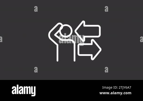 Animated dilemma white line icon. Difficult choice. Tough decision ...
