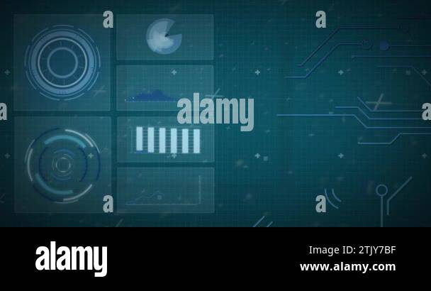 Animation of qr codes with lines over infographic interface against ...