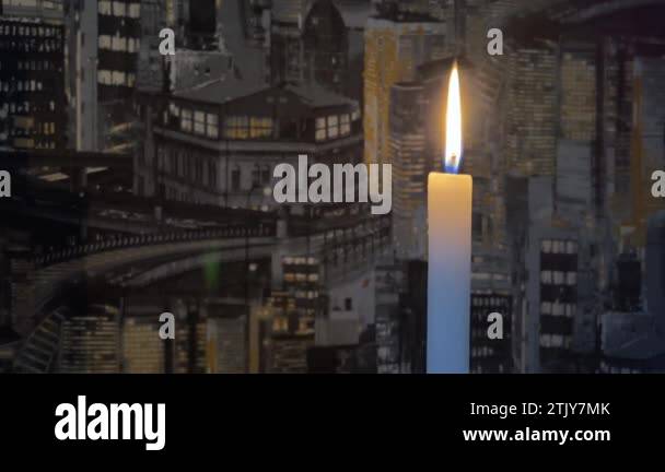 Extinguished candle Close up candle with smoke Against the background ...