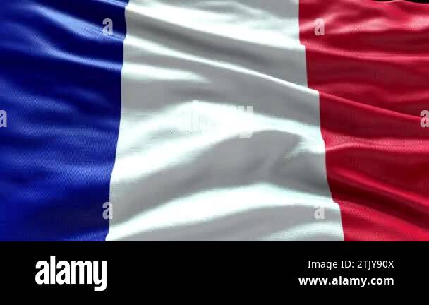 4k render France Flag video waving in wind. France Flag Wave Loop waving in wind. Realistic ...