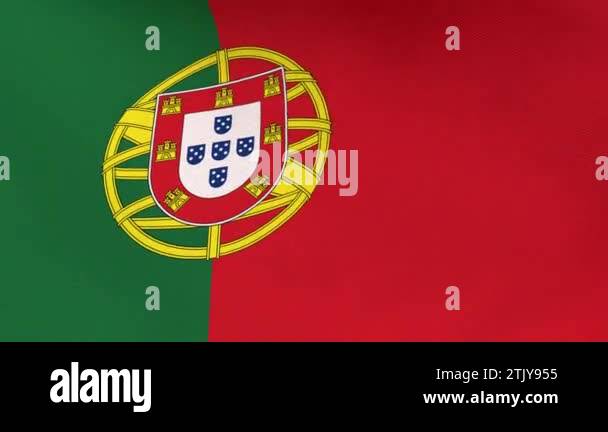 Portugal flag waving in the wind. National flag of Portugal. 3D looping ...