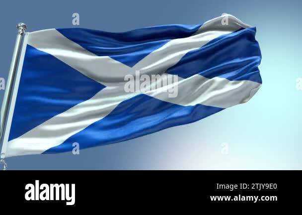 4k render Scotland Flag video waving in wind. Scotland Flag Wave Loop ...