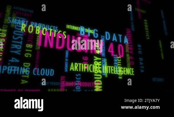 Industry 4.0 revolution kinetic text abstract concept loop animated. Artificial intelligence and ...
