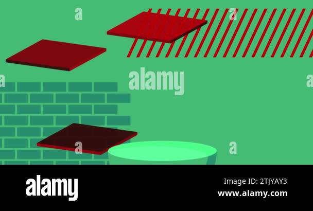 Busy red and turquoise geometric background video template. Abstract ...