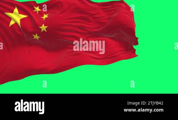 Close-up view of the China national flag waving. People's Republic of ...