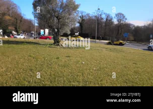 ROME, ITALY - NOVEMBER 7, 2022: Road junction with roundabout and ...