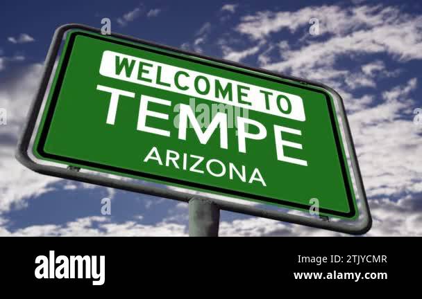 Welcome to Tempe Arizona, USA City Road Sign Close Up, Realistic 3D ...