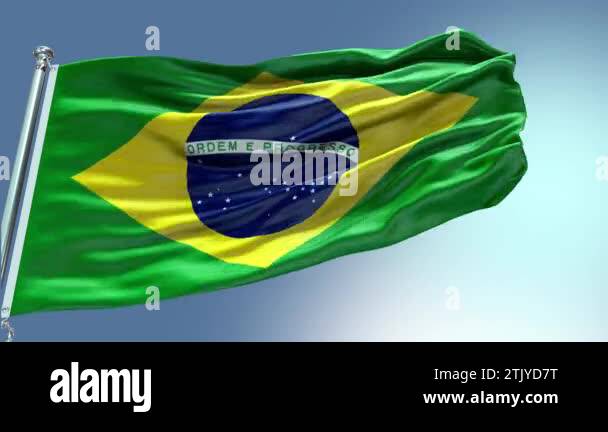 4k render Brazil Flag video waving in wind. Brazil Flag Wave Loop ...