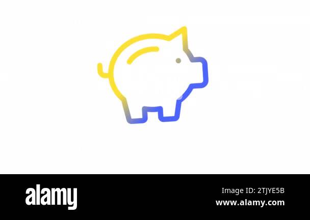 Animated piggy bank gradient ui icon. Personal account. Seamless loop ...