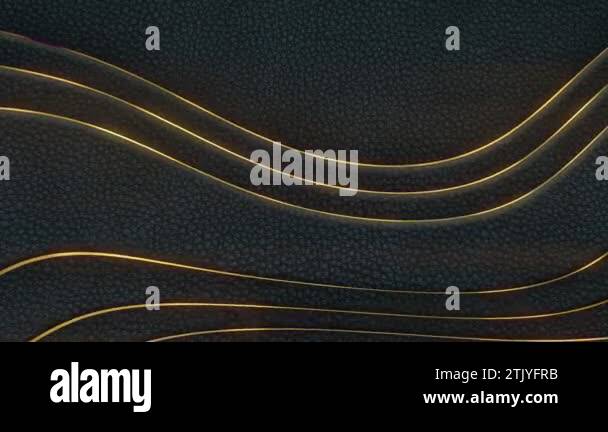 Luxurious wavy background, floating layers of dark leather with gold ...
