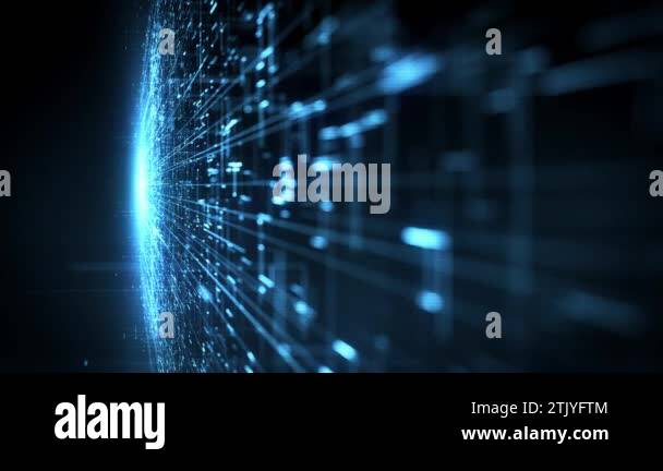 Hi-tech Space Scifi Network Landcape Background/ 4k animation of an ...