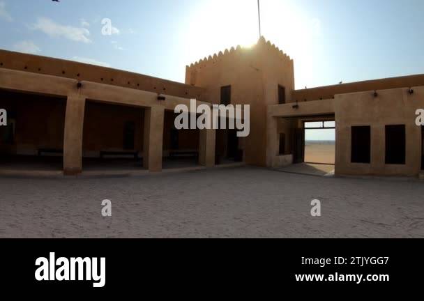 interior walls and courtyard of Al Zubara Fort, a centuries-old castle ...