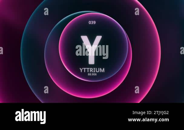 Yttrium as Element 39 of the Periodic Table. Concept animation on ...