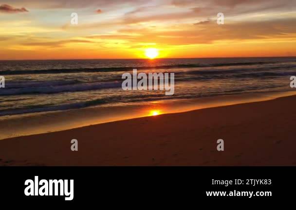 .aerial view sea waves seamless loop on the white Phuket sand beach ...