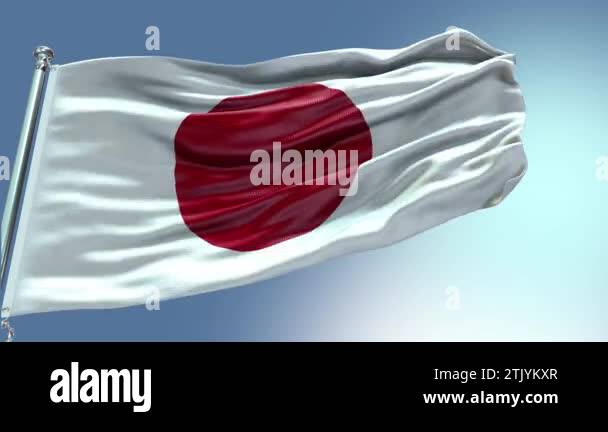 4k render Japan Flag video waving in wind. Japan Flag Wave Loop waving ...
