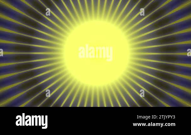 Bright sun with rays emanating from it. The sun is in the center of the ...