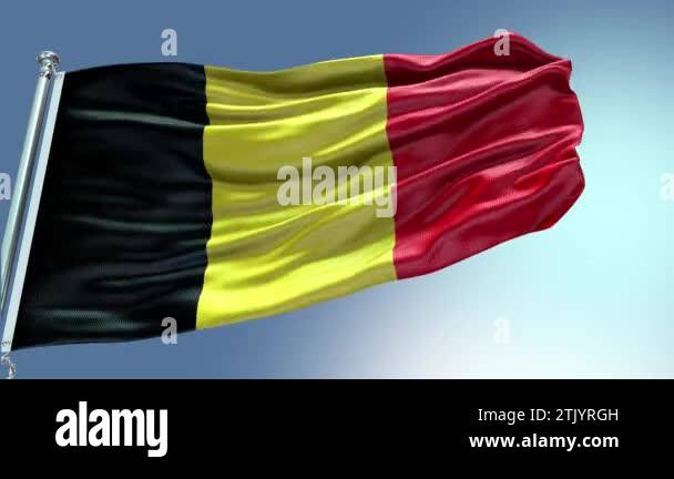 4k render Belgium Flag video waving in wind. Belgium Flag Wave Loop ...