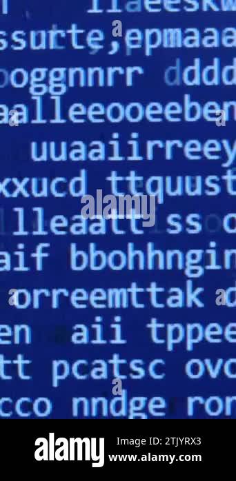 Many letters, numbers and symbols on the computer screen. The screen of ...