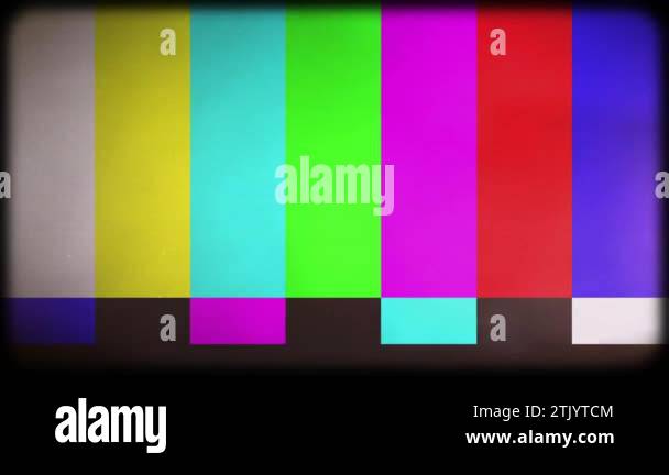 SMPTE color bars with effect kinescope retro TV. Flashing picture of an ...