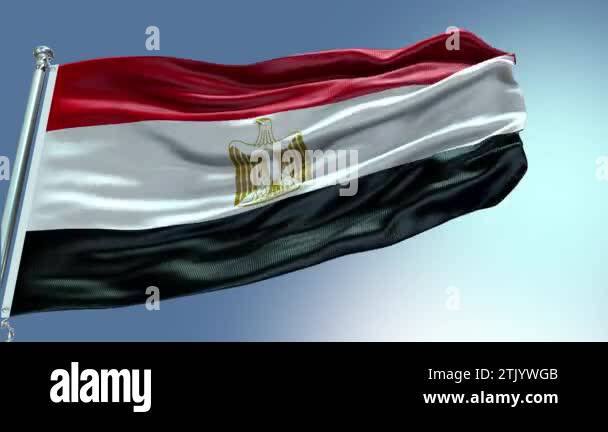 4k render Egypt Flag video waving in wind. Egypt Flag Wave Loop waving ...