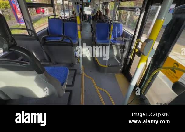 November 2, 2022. Germany. Munich. City bus on route, filmed inside the ...