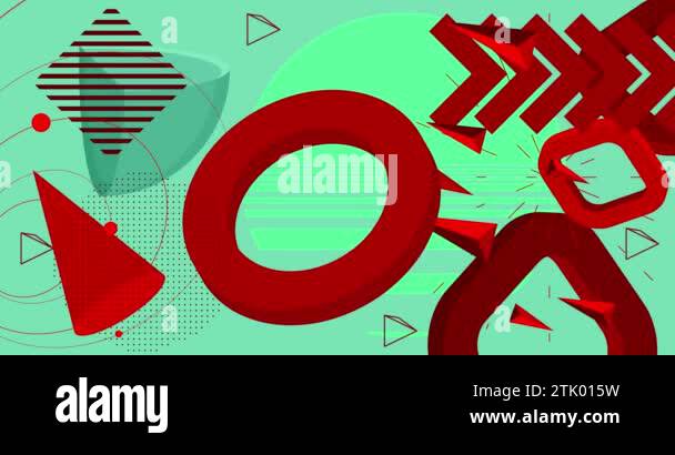 Busy red and turquoise geometric background video template. Abstract ...