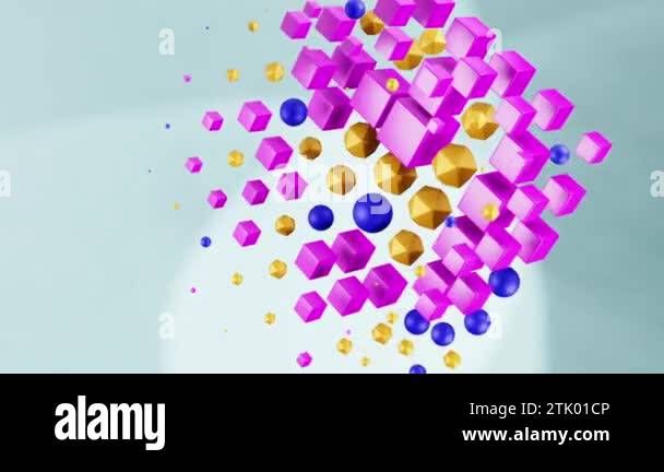 Abstract Plastic 3D Shapes Rotating on Seamless Loop Background. High ...