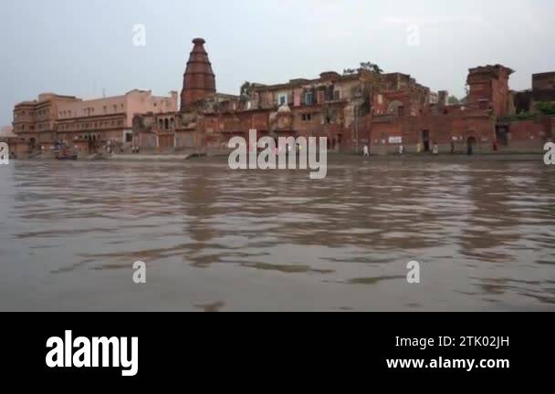 VRINDAVAN, INDIA September 01, 2022 : Yamuna River view from the boat ...