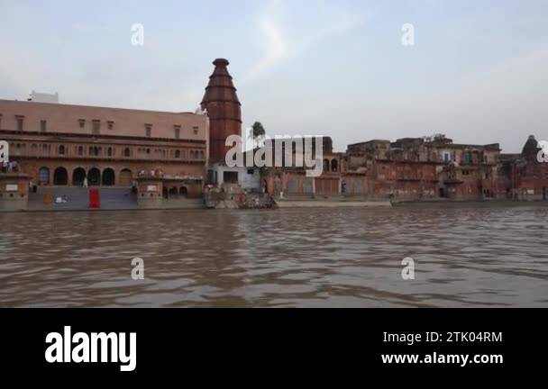 VRINDAVAN, INDIA September 01, 2022 : Yamuna River view from the boat ...