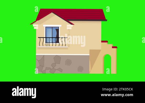 House Before and After Presentation on Green Screen. Old Building vs ...