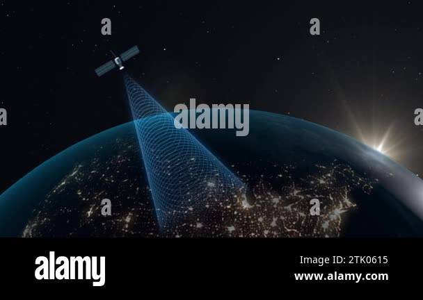 Artificial satellite in Earth orbit receives and transmits a digital ...