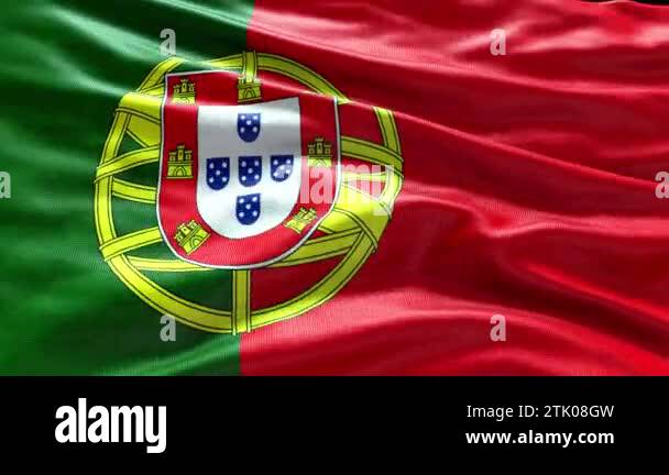 4k render Portugal Flag video waving in wind. Portugal Flag Wave Loop ...