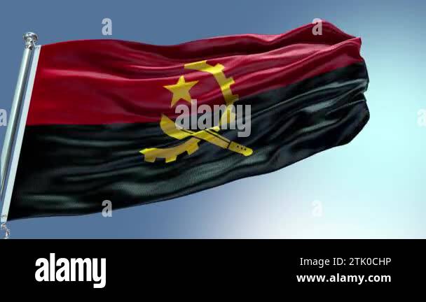 4k render Angola Flag video waving in wind. Angola Flag Wave Loop ...