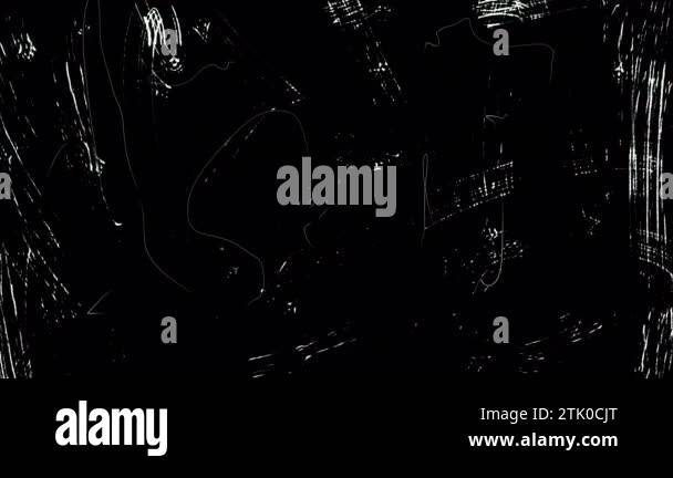 White scratches and whip damage on a black screen. Stock effect of ...