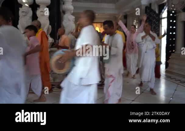 VRINDAVAN, INDIA September 01, 2022 : Devotee playing Kirtan chants in ...
