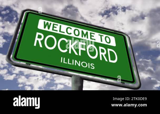 Welcome to Rockford Illinois, USA City Road Sign, Realistic 3d ...