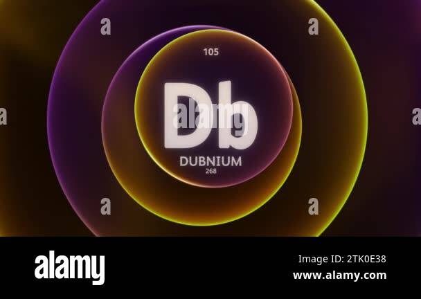 Dubnium as Element 105 of the Periodic Table. Concept animation on ...