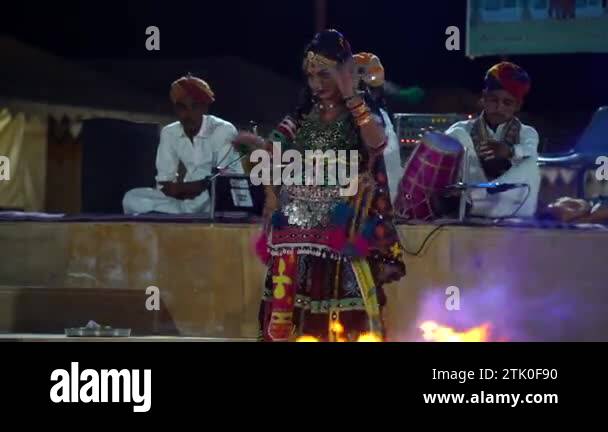 Rajasthani music and folk dance cultural programe in a camp, Sam Dunes ...