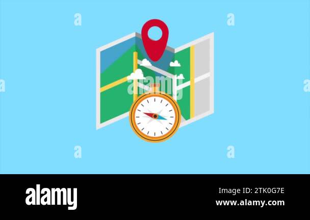 paper map guide with compass ,4k video animated Stock Video Footage - Alamy