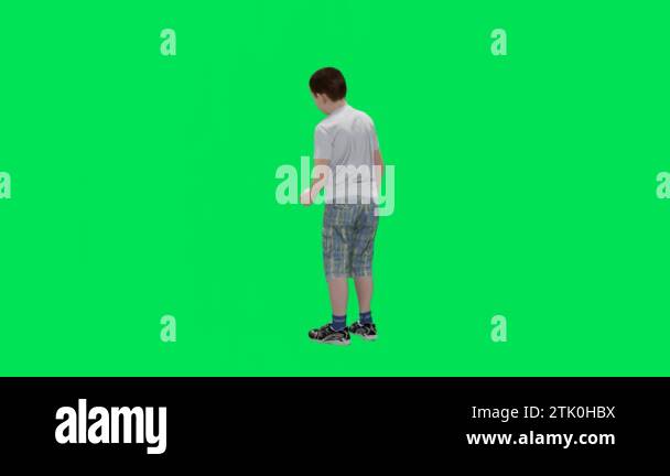 3d render green screen chroma key animation isolated Little boy talking ...