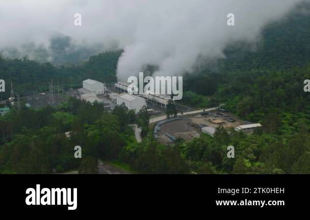Geotermal power plant in the mountains. Geothermal power production ...