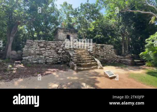Observatory and pyramid of the Mayan ruins in the trails of the ...