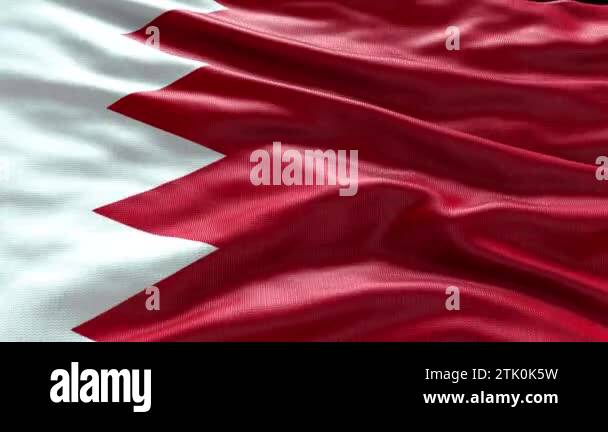 4k render Bahrain Flag video waving in wind. Bahrain Flag Wave Loop ...