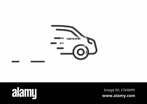 Animated car linear icon. Motor vehicle. Fuel and electric automobiles ...