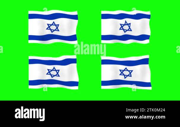 Israel Waving Flag 2D Animation on Green Screen Background. Looping ...